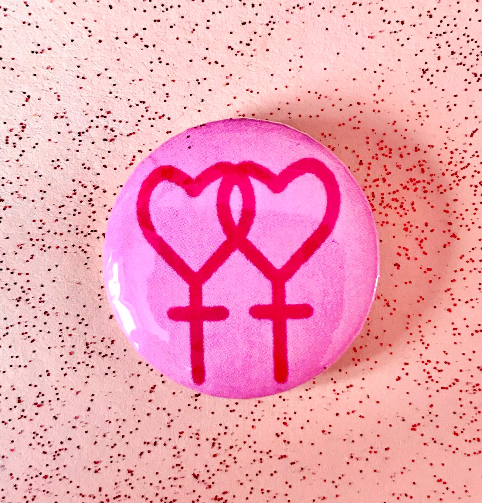 Sapphic Heart Shaped Double Venus Symbol Badge Sapphic Badge Etsy