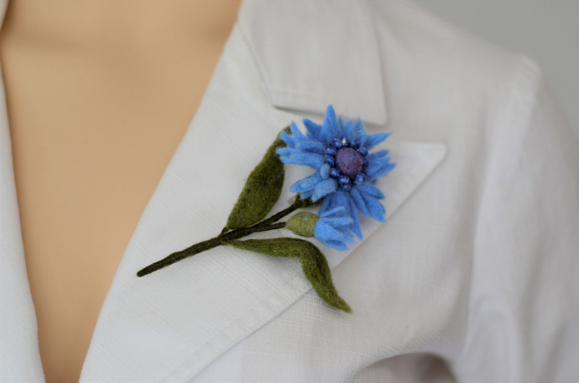 Cornflower Pin Light Blue Flower Brooch Wedding Boutoniere - Etsy
