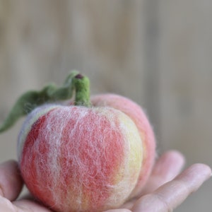 Needle Felt Handmade Peach With Leaf in Life Size, Wool Fruits for ...