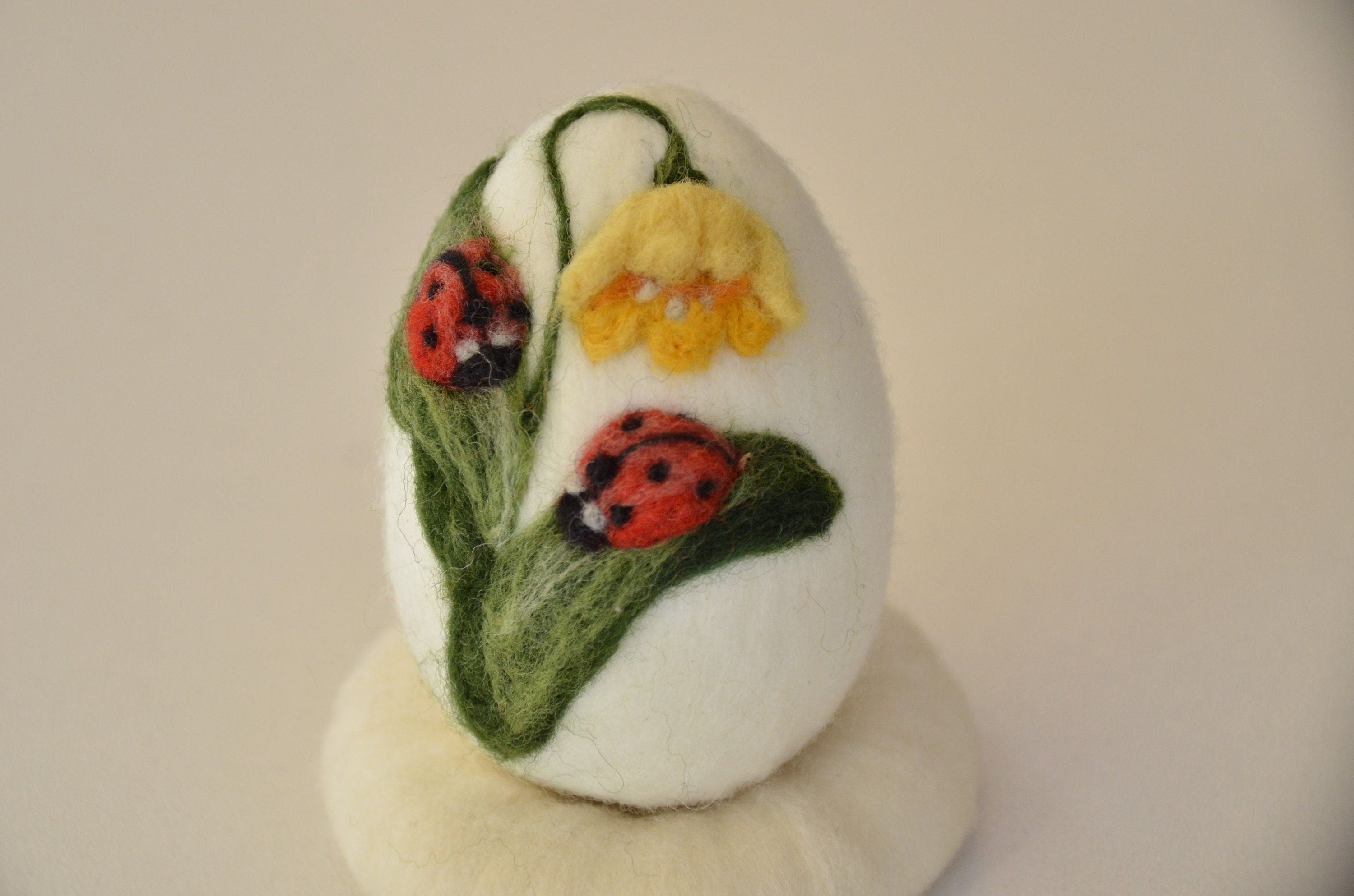 Painted Felted Easter Egg Two Ladybugs Ornament 8cm apx32in - Etsy