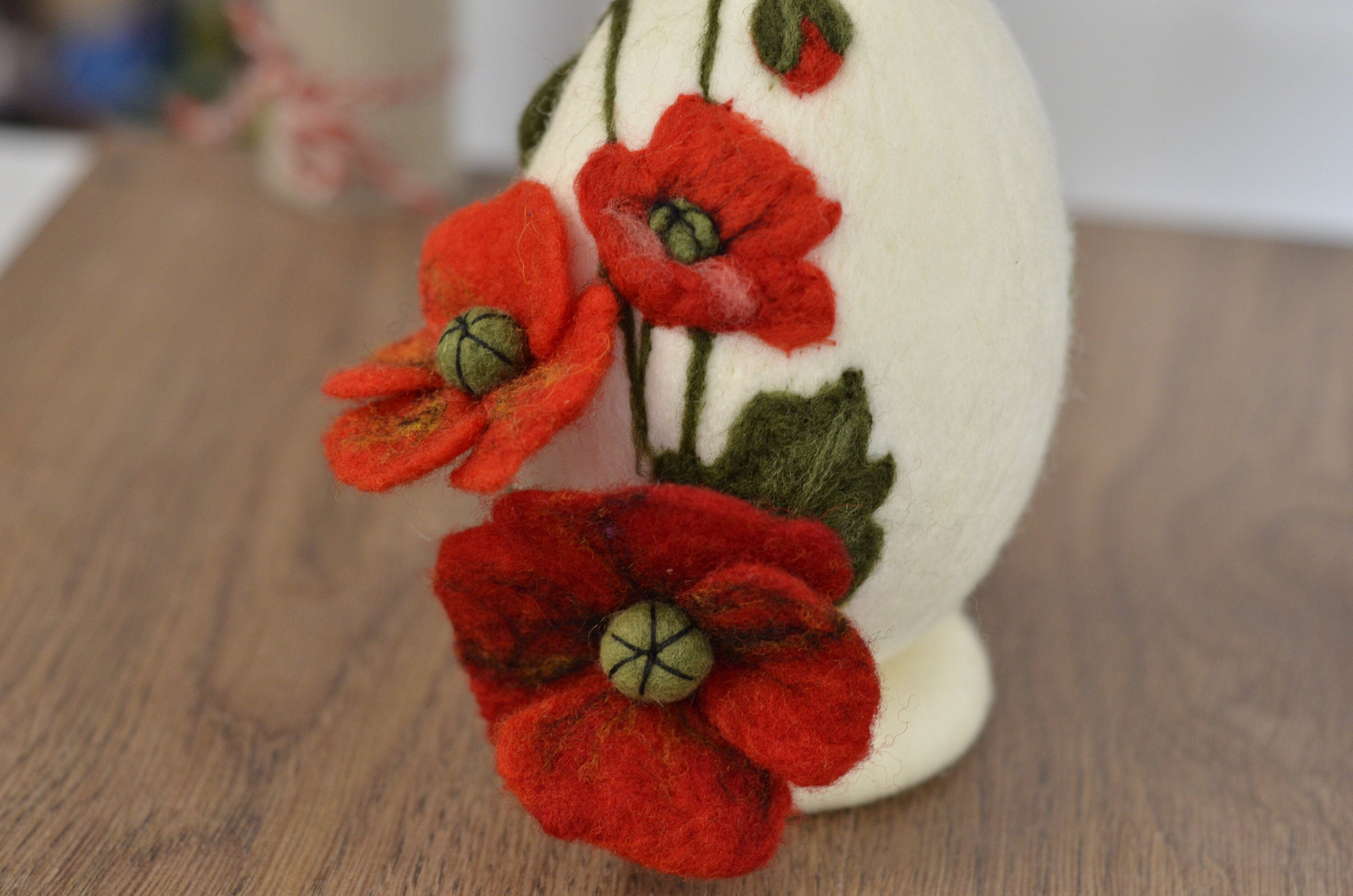 Easter Decoration Felt Easter Egg 3D Red Poppies 5in apx12cm - Etsy