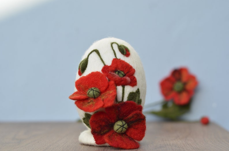 Easter Decoration Felt Easter Egg 3D Red Poppies 5in apx12cm - Etsy