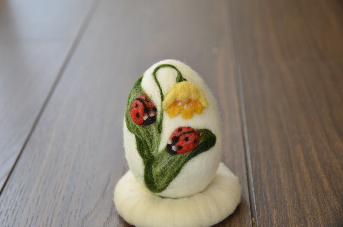 Painted Felted Easter Egg Two Ladybugs Ornament 8cm apx32in - Etsy