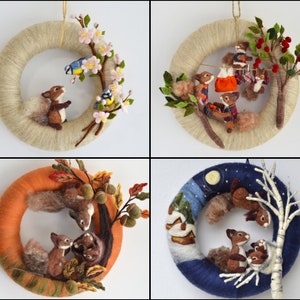 Fall Wall Decor Squirrel Family Wreath: Autumn Thanksgiving Decor - Etsy