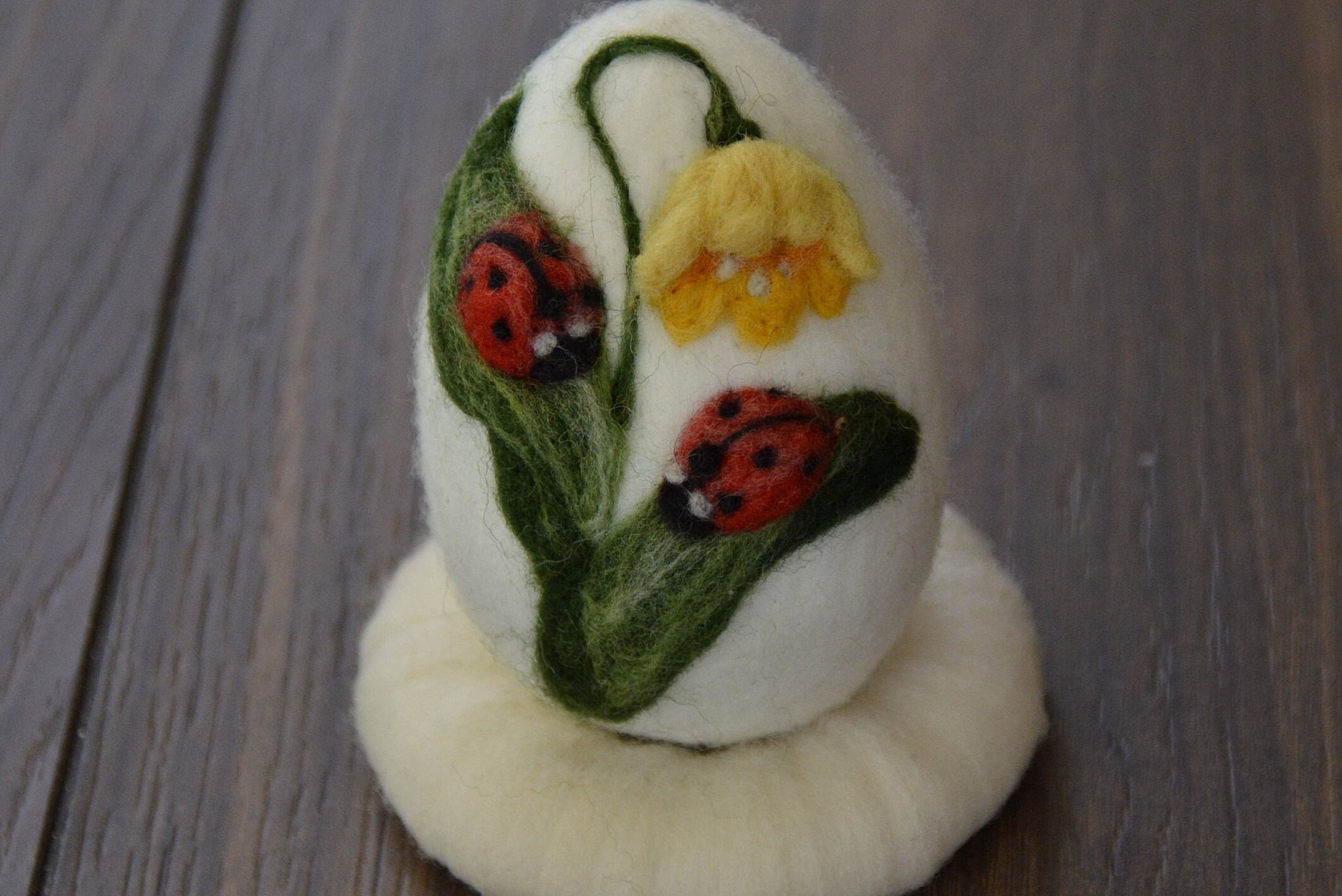 Painted Felted Easter Egg Two Ladybugs Ornament 8cm apx32in - Etsy