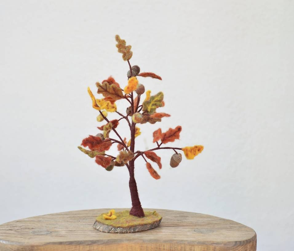 Small Handmade Felt Oak Tree for Home Fall Decor 25cm 10in | Etsy