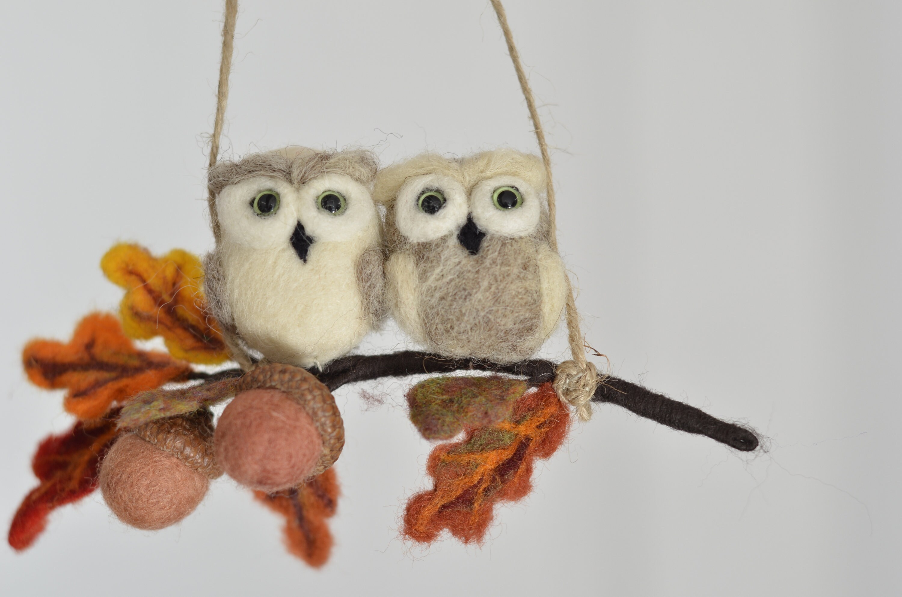 Fall Wall Hanging Decor Owls on Oak Twig Autumn Decoration - Etsy