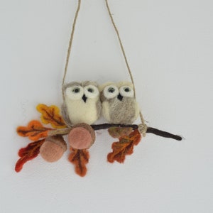 Fall Wall Hanging Decor Owls on Oak Twig, Autumn Decoration for Home ...