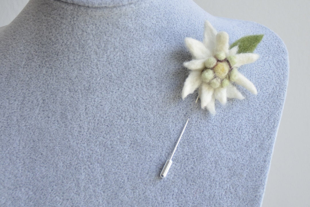 Needle Felt Edelweiss Lapel Pin, Wedding Boutoniere, Handmade Edelweiss ...
