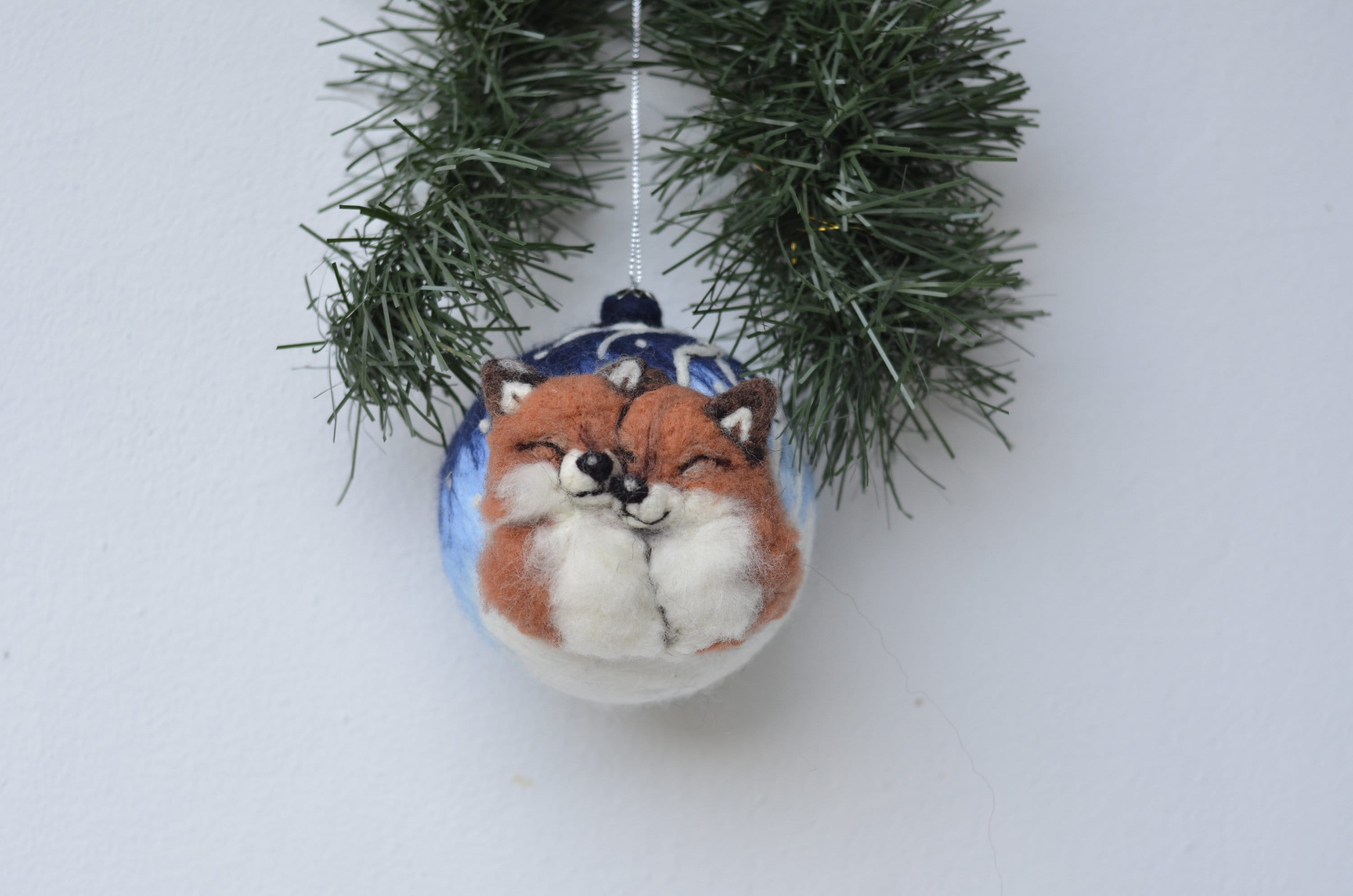 Big Felt Christmas Ball Two Foxes in the Night 3D Picture on | Etsy
