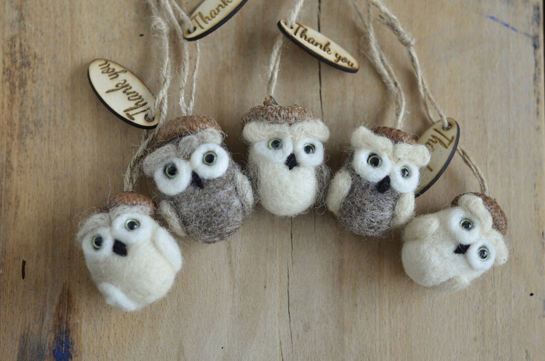 Felt Owl Ornament: Handmade Thank You Gift With Acorn Hat - Etsy