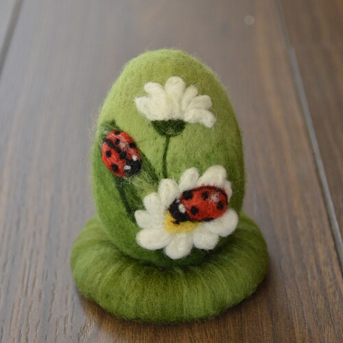 Painted Felted Easter Egg Two Ladybugs Ornament 8cm apx32in - Etsy