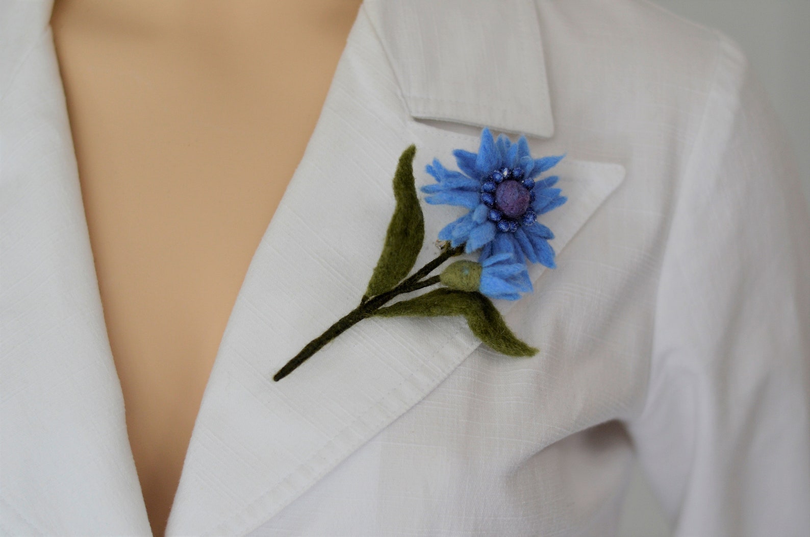 Cornflower Pin Light Blue Flower Brooch Wedding Boutoniere - Etsy