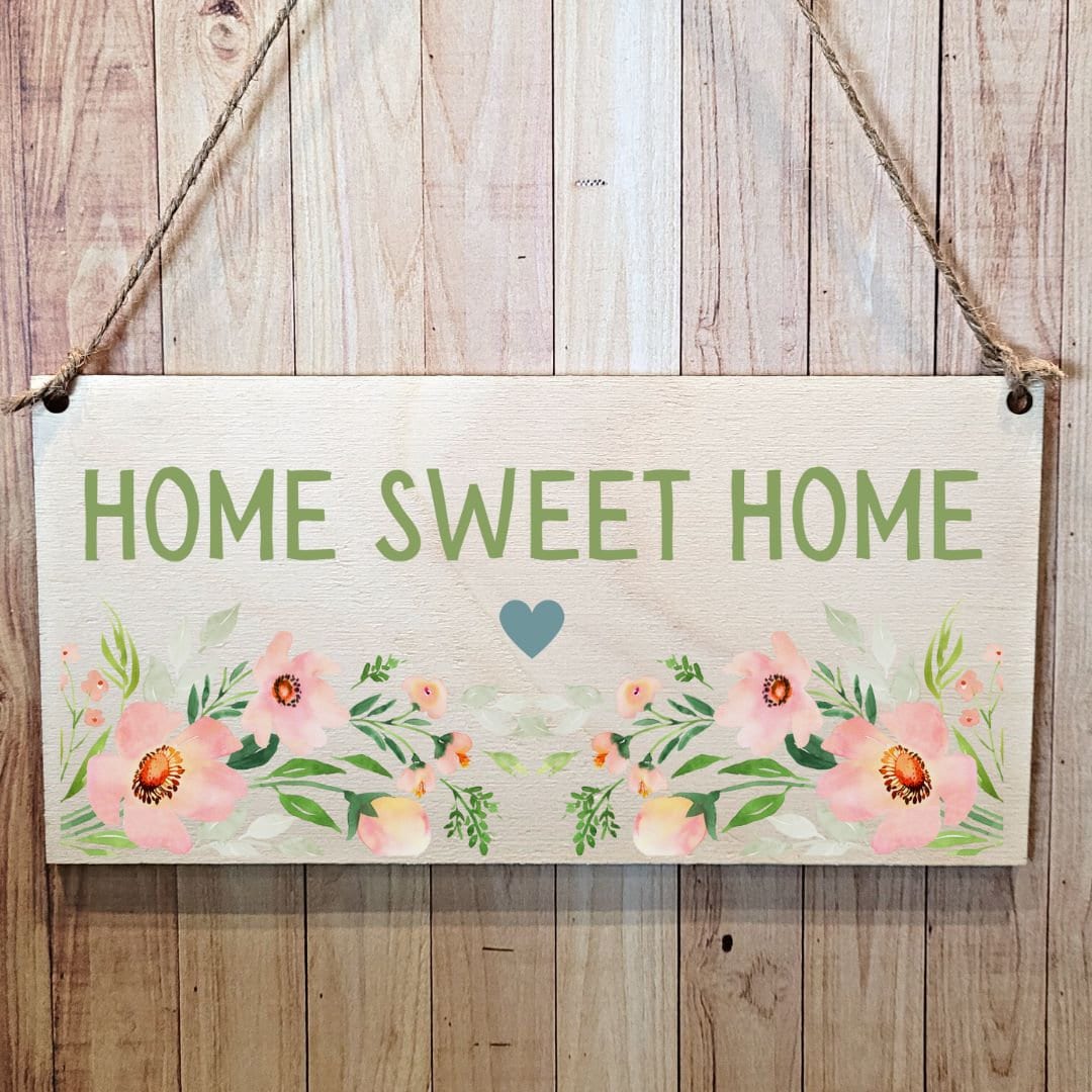 Second Ave Home Sweet Home Flowers Wooden Hanging Gift Friendship ...