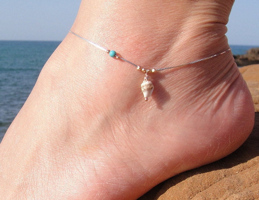 Shell Anklet, Turquoise Anklets for Women, Boho Ankle Bracelet ...