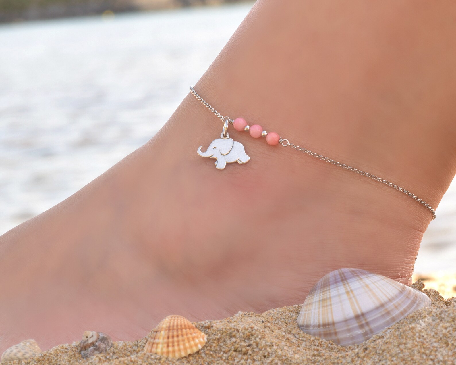 Elephant Anklet Sterling Silver Anklets for Women Sterling - Etsy