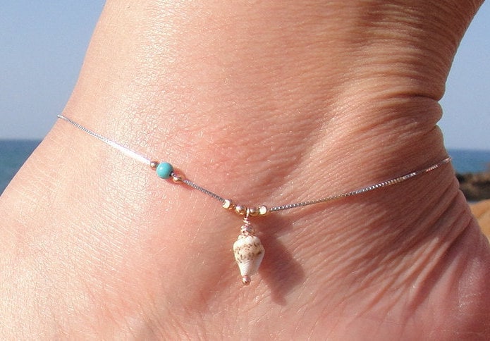 Sea Shell Anklet, Dainty Anklet, Anklet for Women, Silver Anklet ...