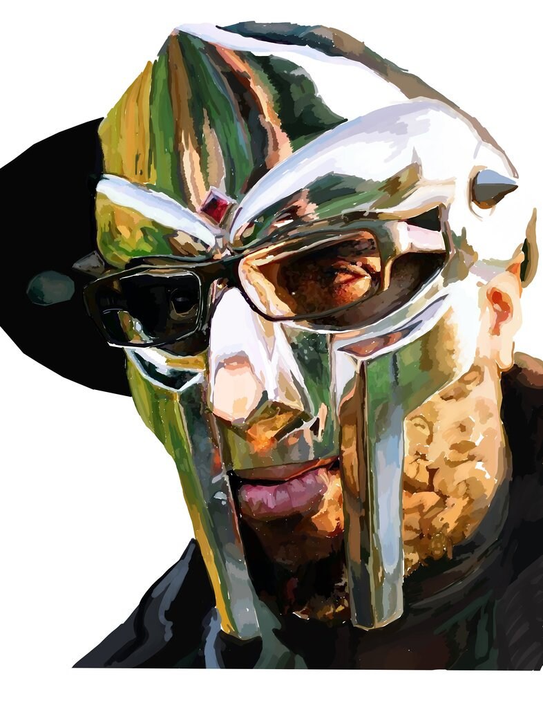 MF Doom Rapper Painting Art Print Hiphop Mask Drawing Decoration 90s ...