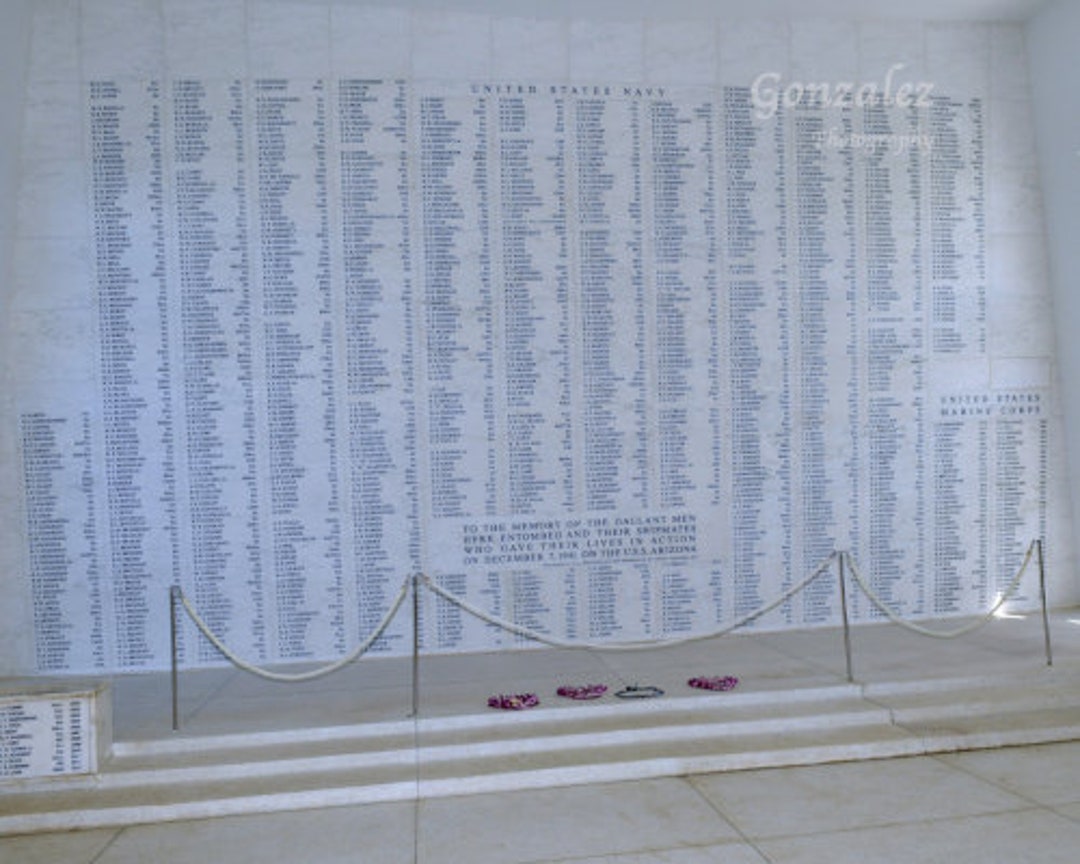 USS Arizona Memorial Wall of Names Photo - Pearl Harbor WWII (digital ...