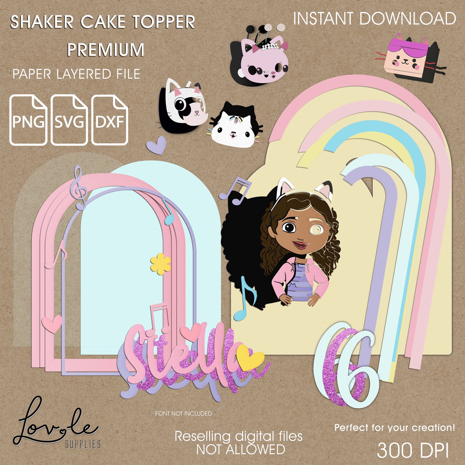 Gabby Dollhouse Cake Topper Shaker Svg Inspired Gabby Etsy