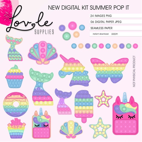 Pop It Digital Paper Pastel Rainbow Seamless Pattern Pop | Etsy