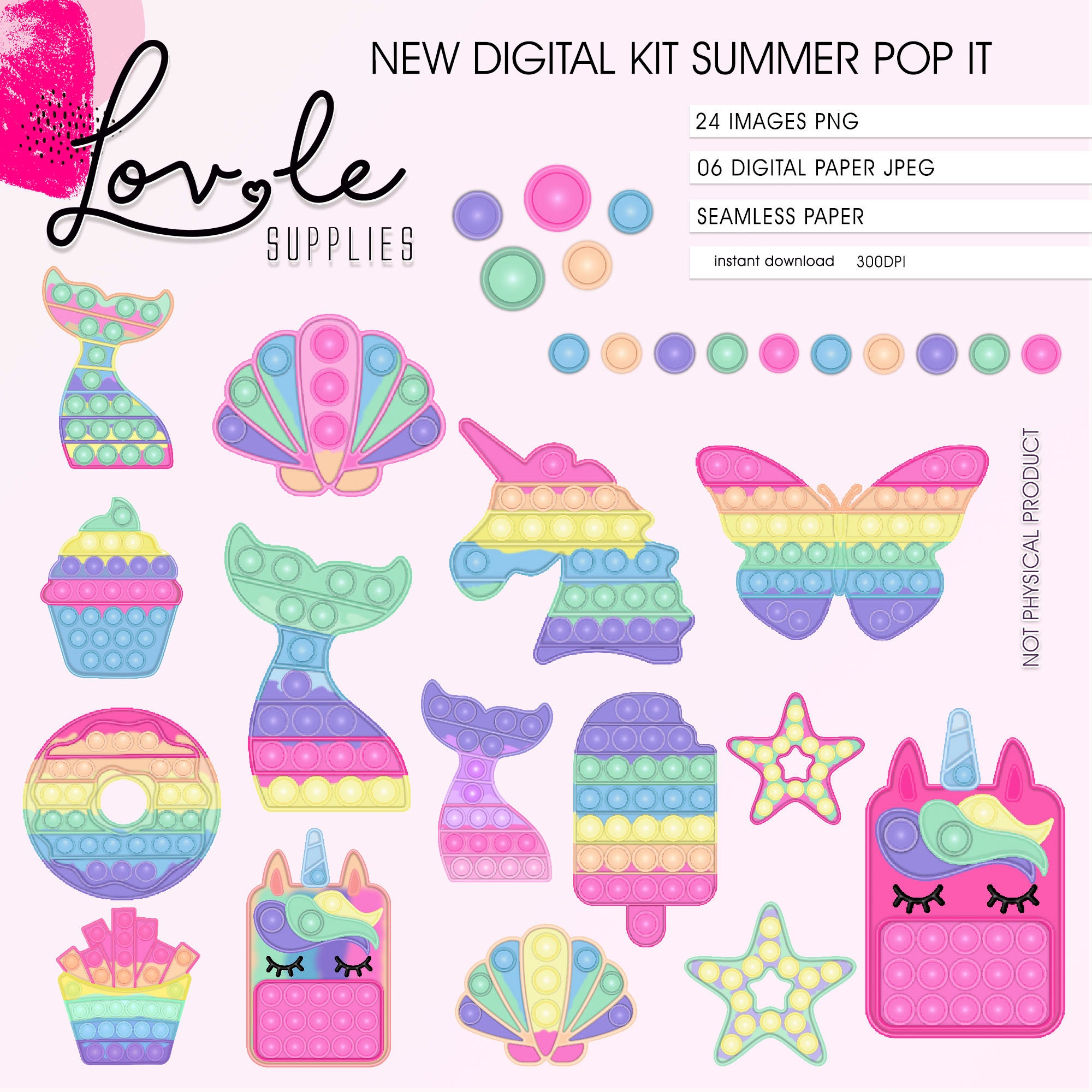 Pop It Digital Paper Pastel Rainbow Seamless Pattern Pop | Etsy