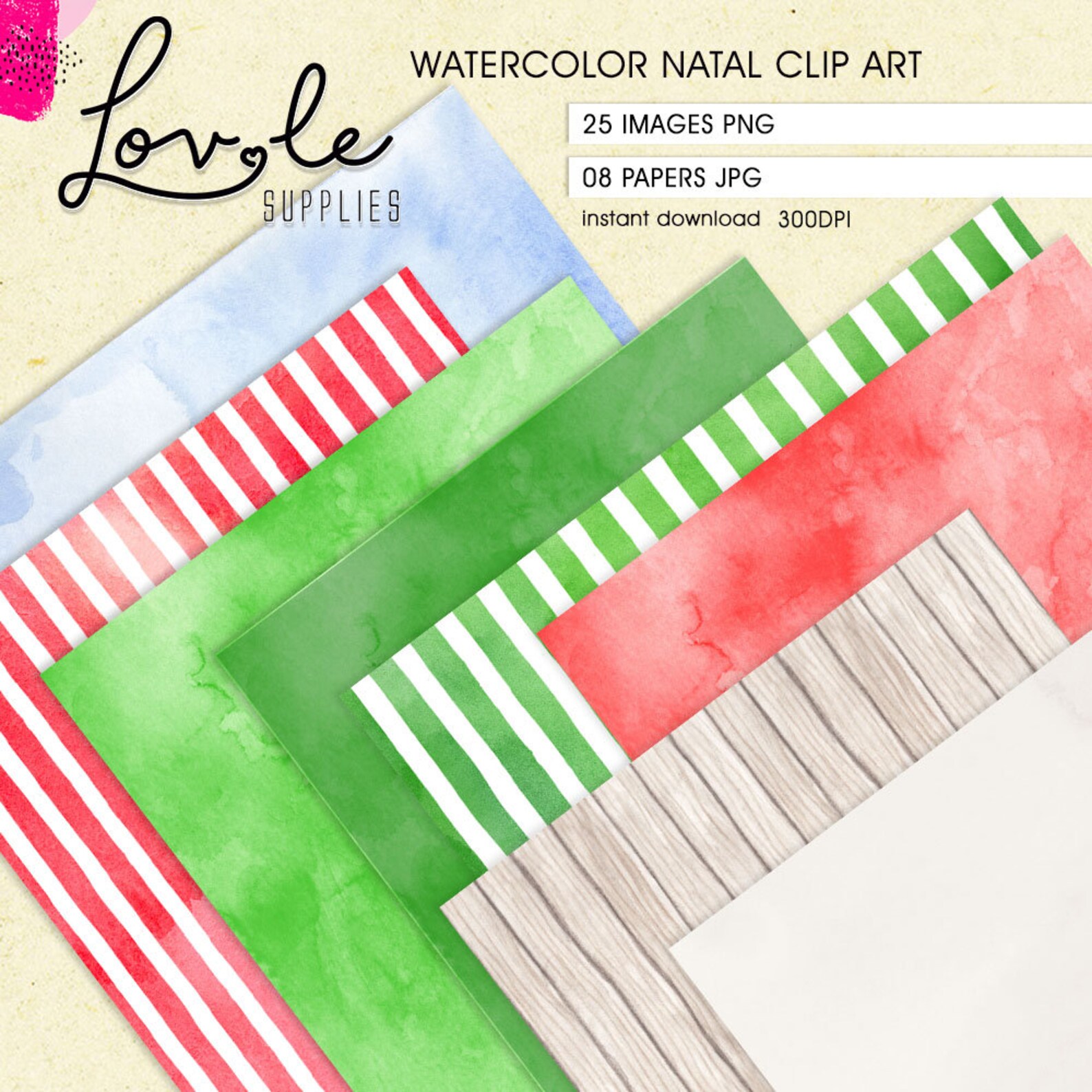 Christmas Watercolor Clipart Cute Santa Watercolor Graphics - Etsy