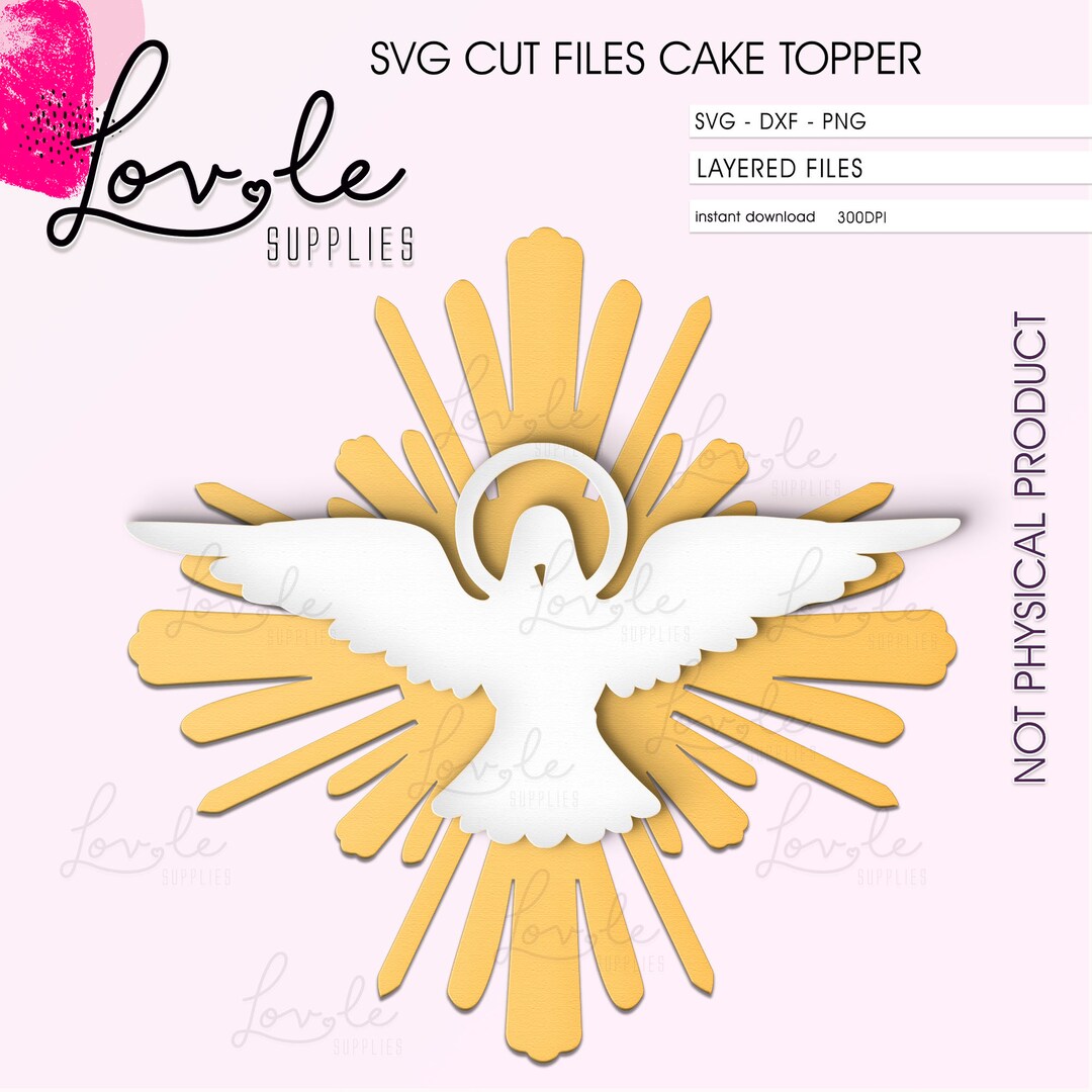 Cake Topper for Baptism SVG Holy Spirit Baptism Cake Topper - Etsy