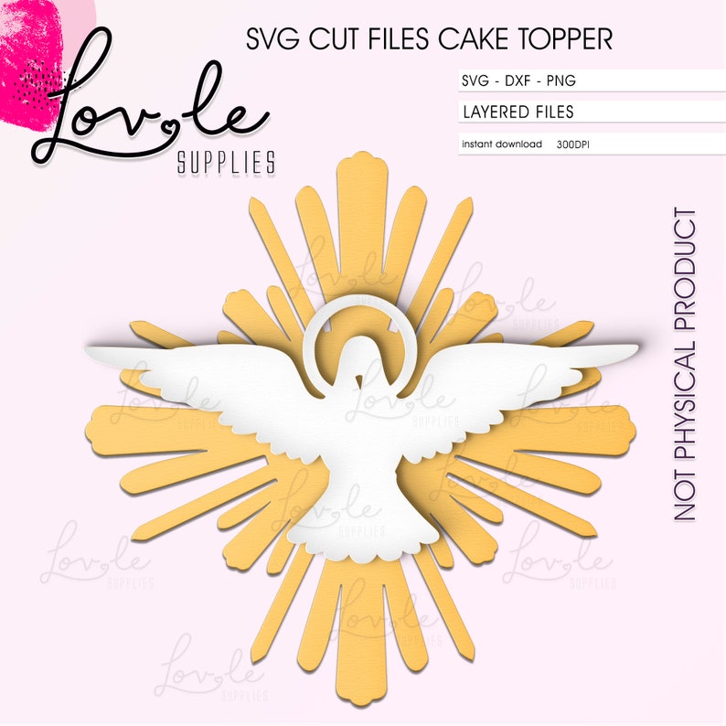 Cake Topper for Baptism SVG Holy Spirit Baptism Cake Topper - Etsy