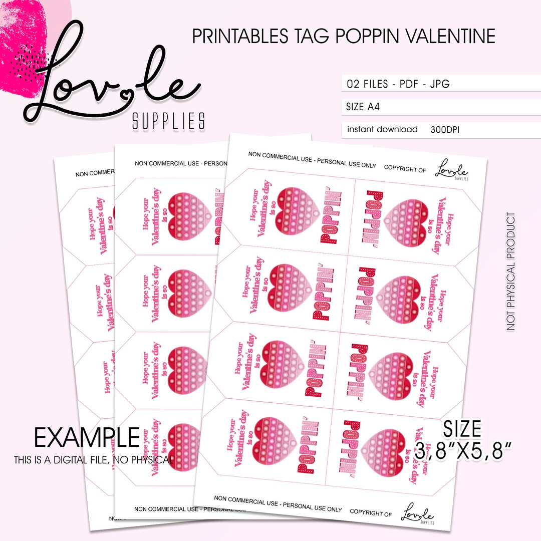 Pop It Valentine Cards Printable Valentine Pop It Gift Tags - Etsy