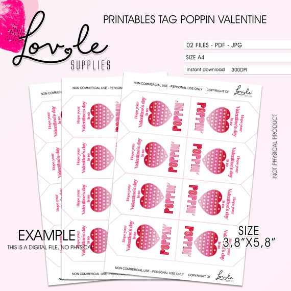 Pop It Valentine Cards Printable Valentine Pop It Gift Tags | Etsy