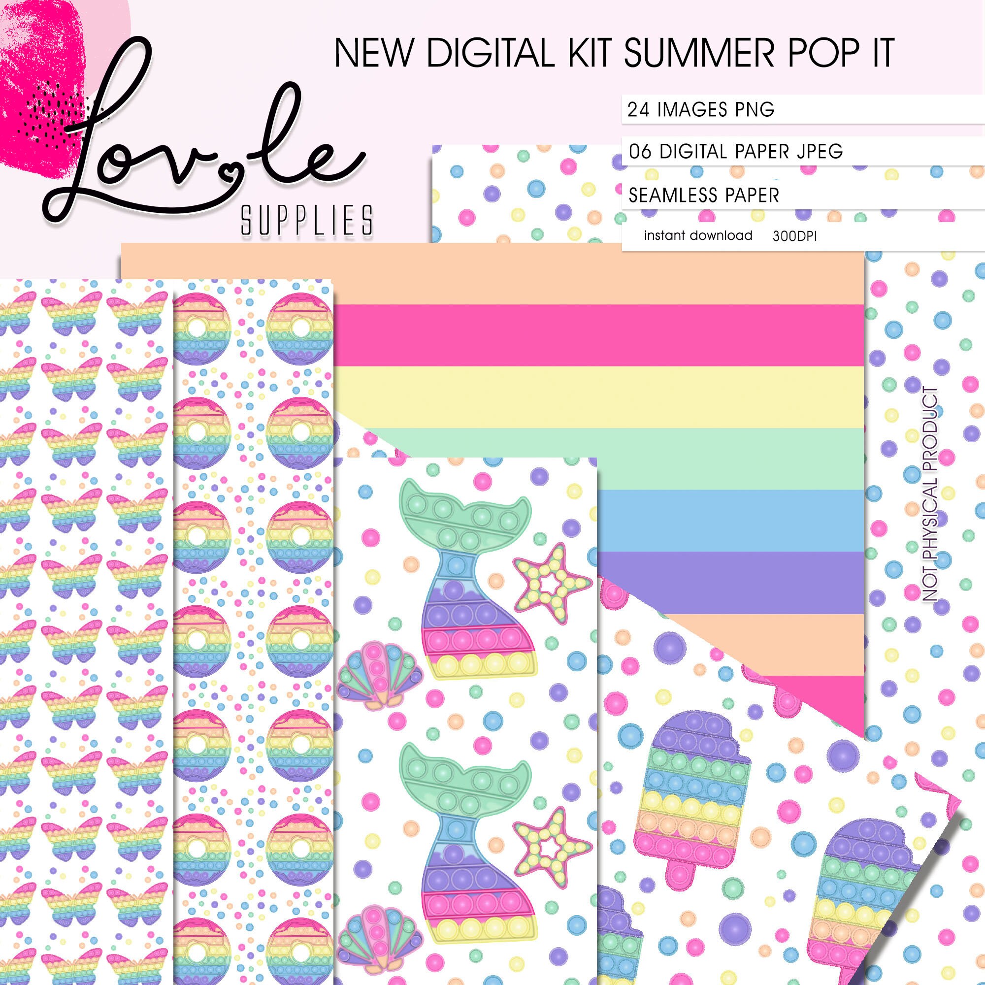 Pop It Digital Paper Pastel Rainbow Seamless Pattern Pop | Etsy