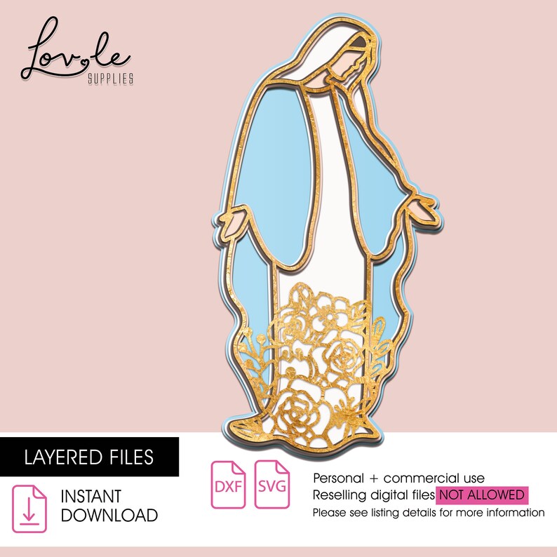 Virgin Mary SVG Layered SVG Cut File Files for Cricut Cricut - Etsy