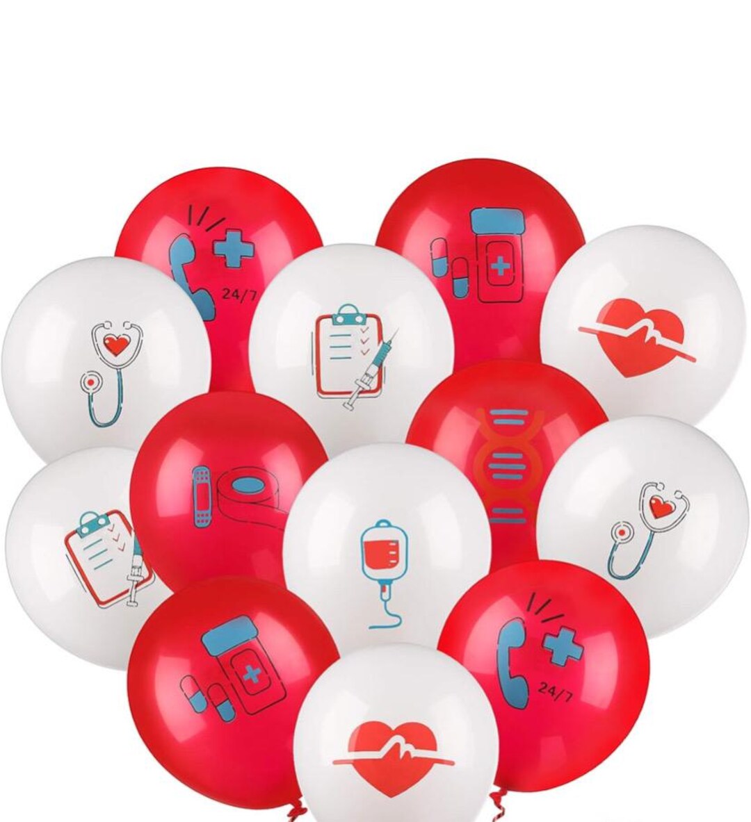 Nurse Balloons 12 Inch- Red and White Nursing Latex Balloons Nurse ...