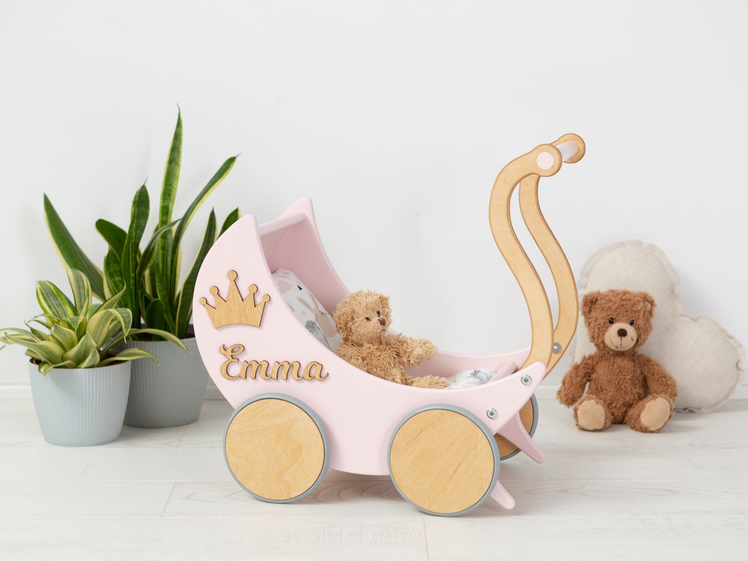 Custom Doll Stroller Toy: Personalized Wooden Toddler Walker, Baby Girl ...