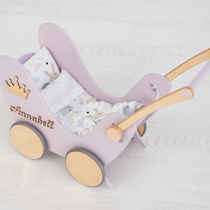 Personalized Wooden Doll Stroller: Montessori Toddler Walker Toy - Etsy