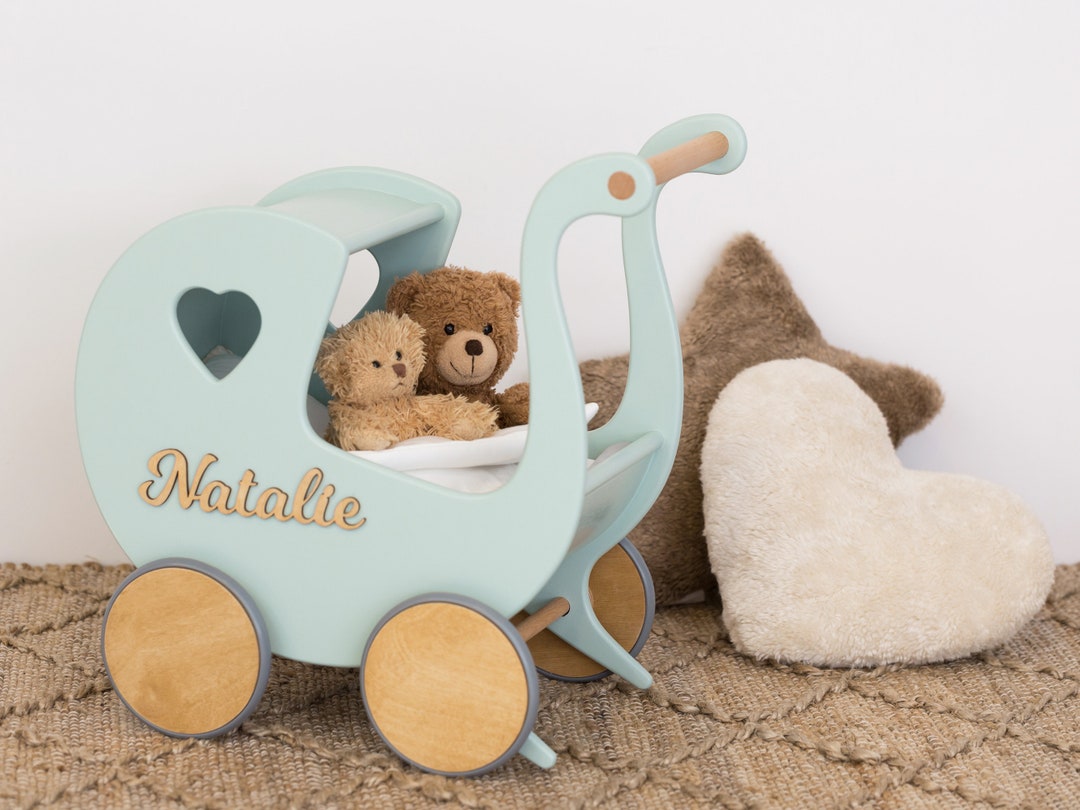 Mint Wooden Doll Pram: Custom Stroller Toy, 1st Birthday Gift - Etsy