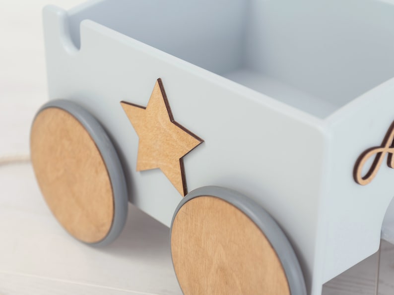 Pull Toy Organizer for Toddlers Wooden Box on Wheels Nursery - Etsy