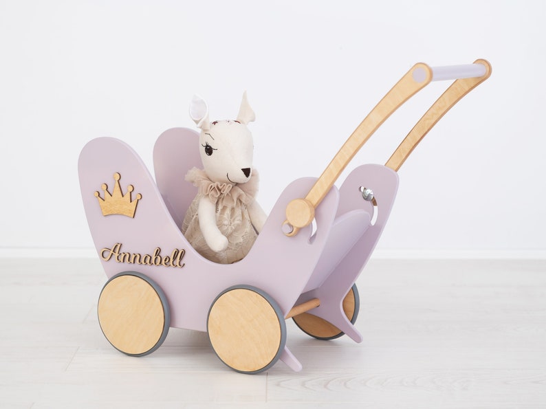 Personalized Wooden Doll Stroller: Montessori Toddler Walker Toy - Etsy