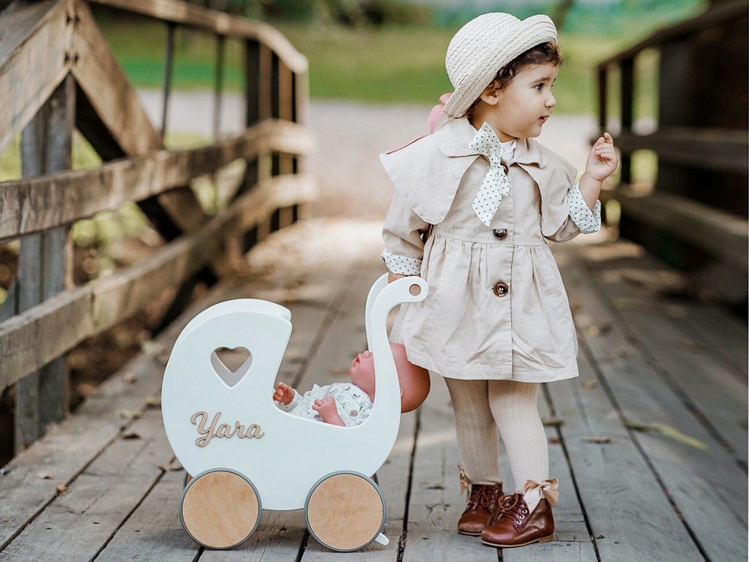 Personalized Wooden Doll Stroller, 1st Birthday Gift for Girl, Toddler ...
