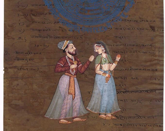 Handmade Rajasthani Miniature Painting of Maharaja & Maharani Love Art ...