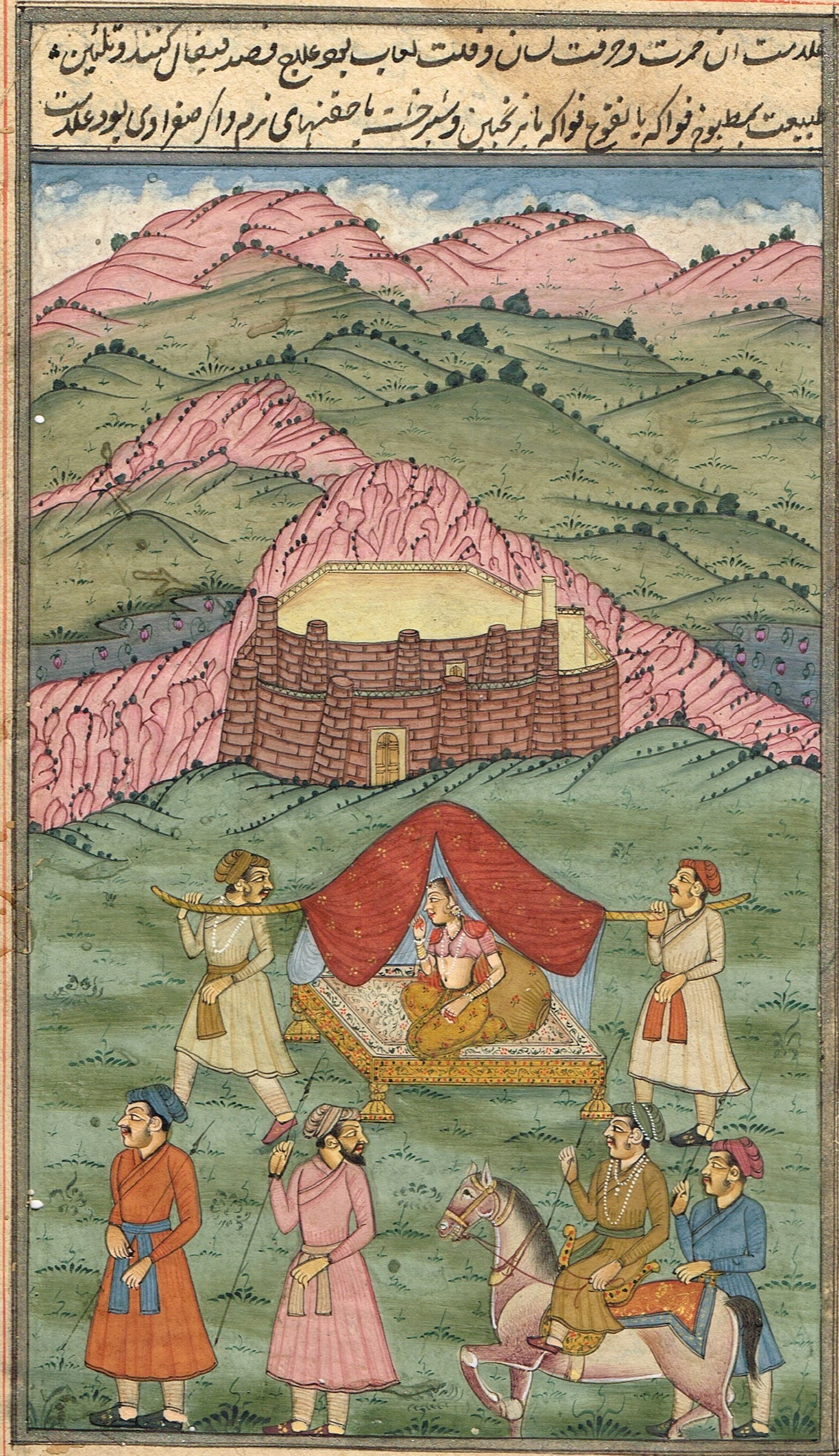 Indian Miniature Painting of Rajput Queen Ride on Palki Art on Paper ...