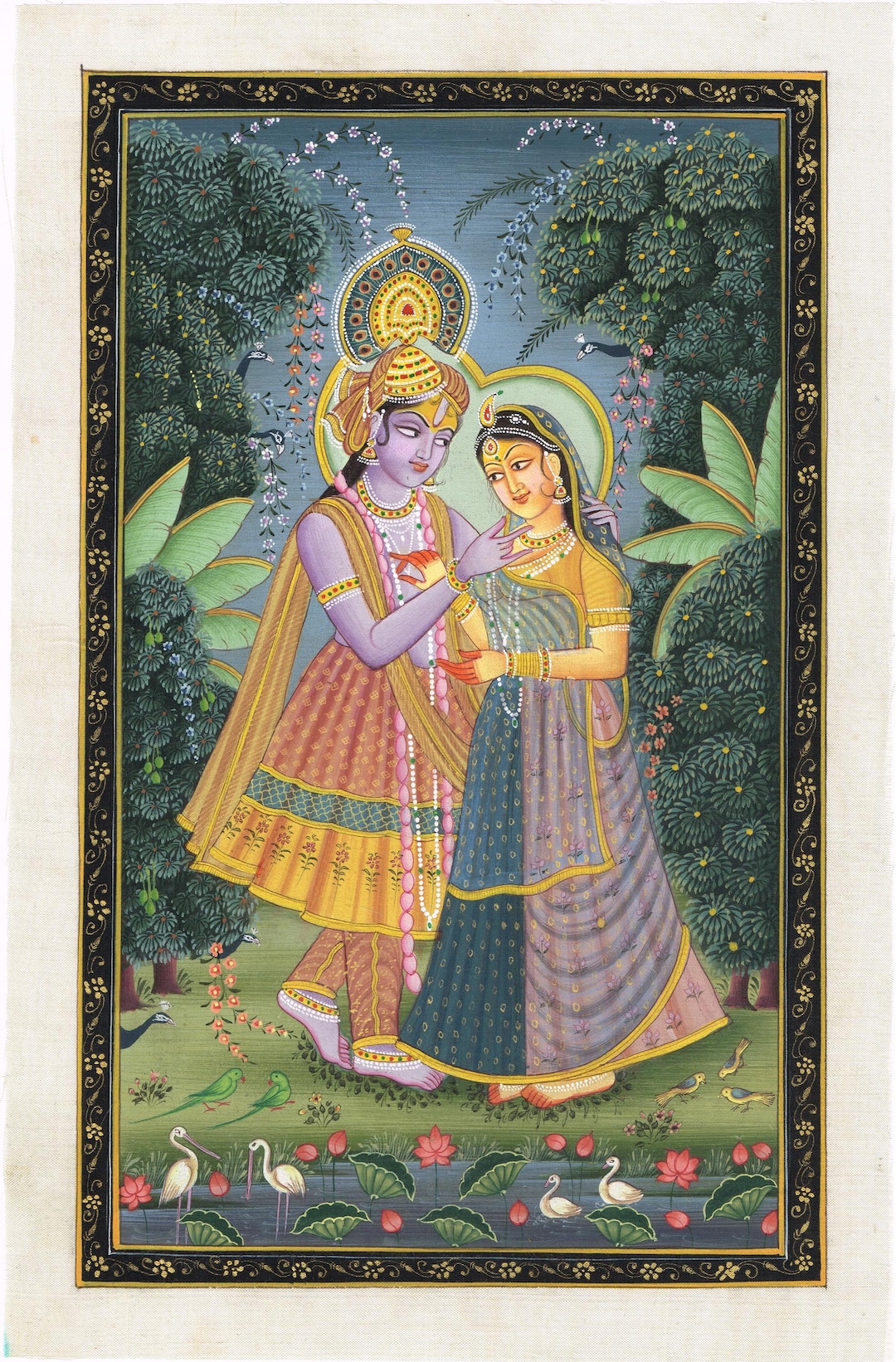 Handmade Radha Krishna Painting of Lord Krishna and Goddess Radha on ...