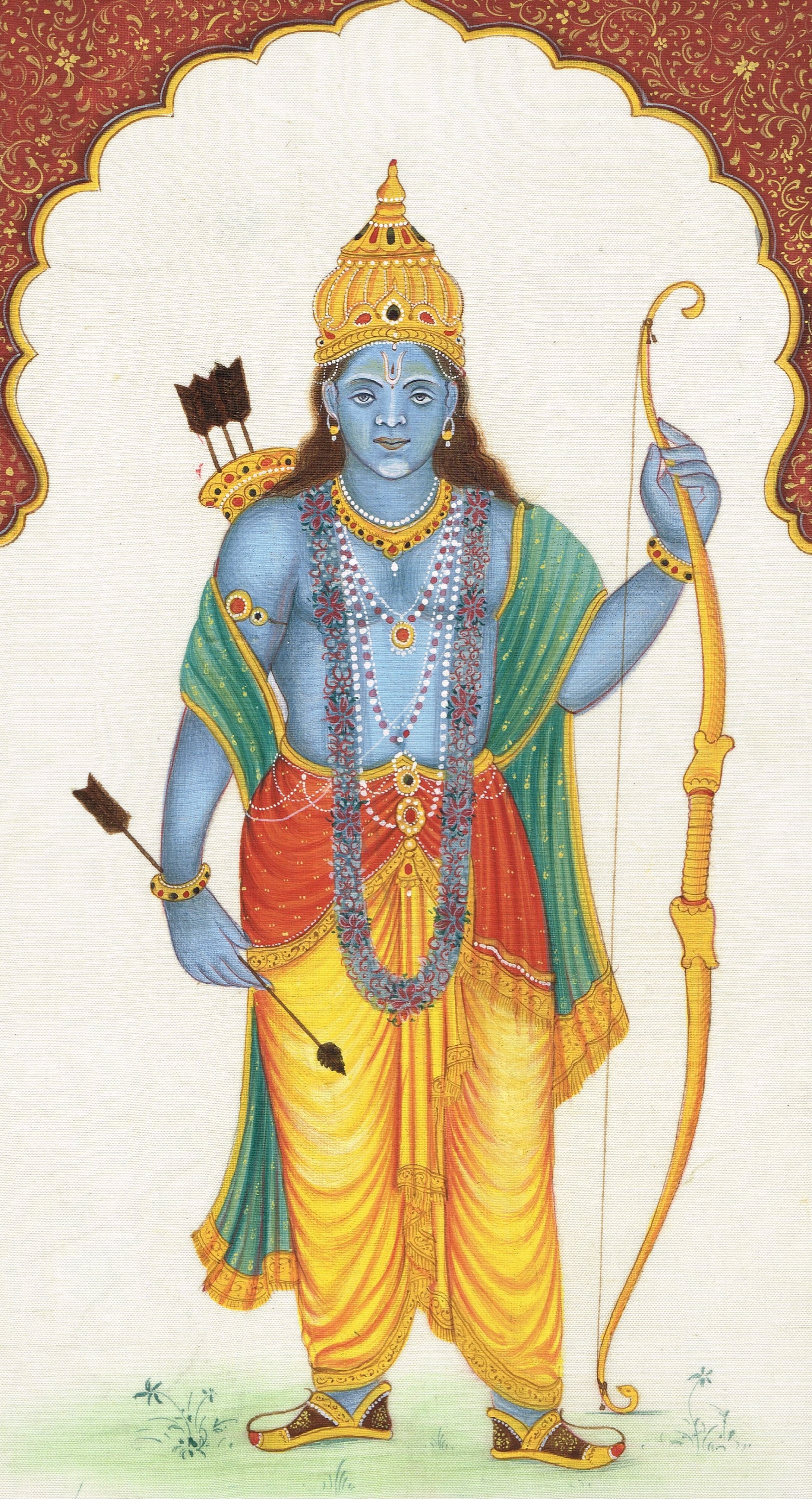 Buy Lord Ram Painting of Hindu Religious Art on Silk Cloth for Wall ...