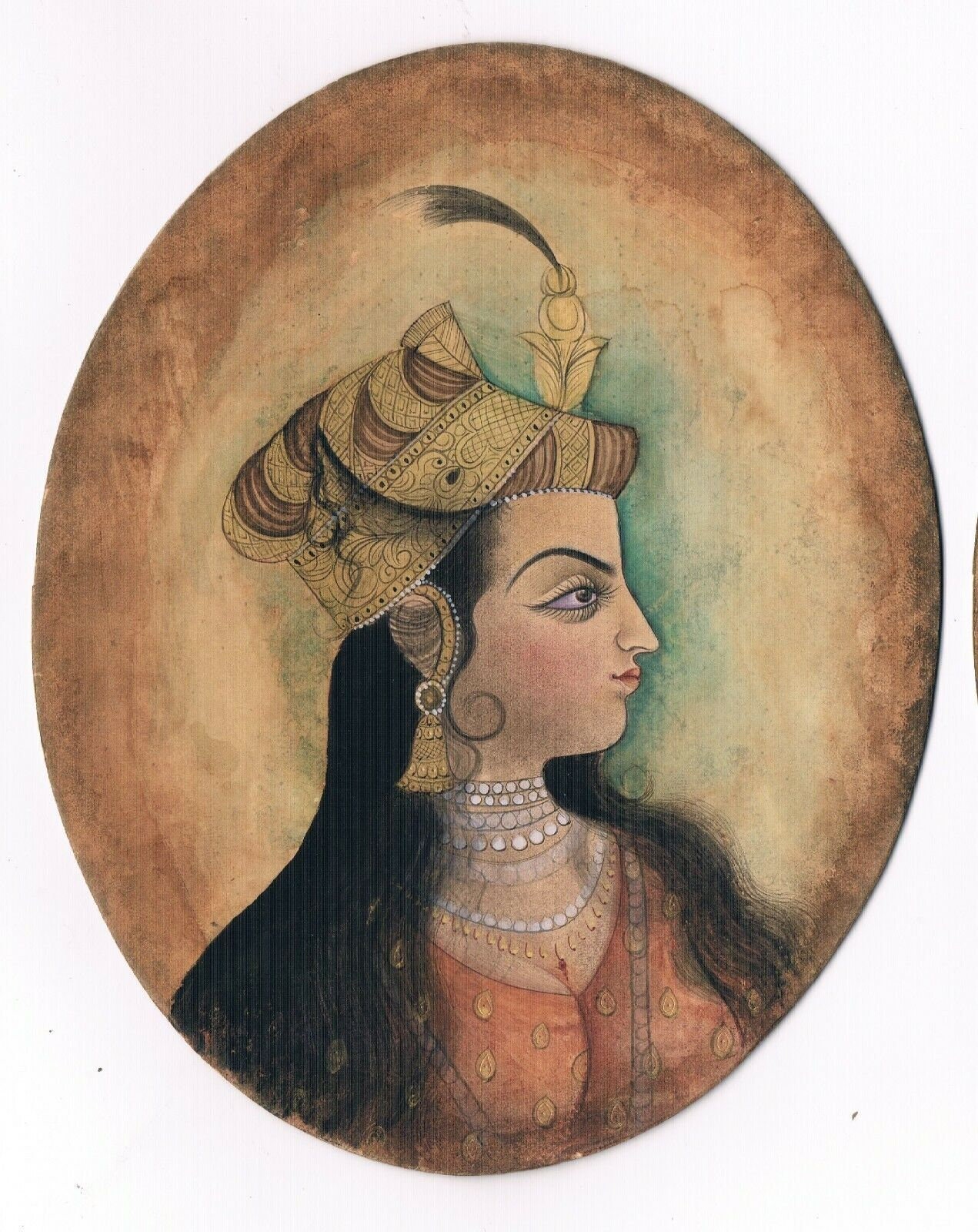 Mughal Emperor & Empress Miniature Portrait Painting: Jahangir, Nur ...