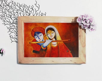 Devotion of Krishna Hand Painted Painting on Canvas without Frame - Etsy
