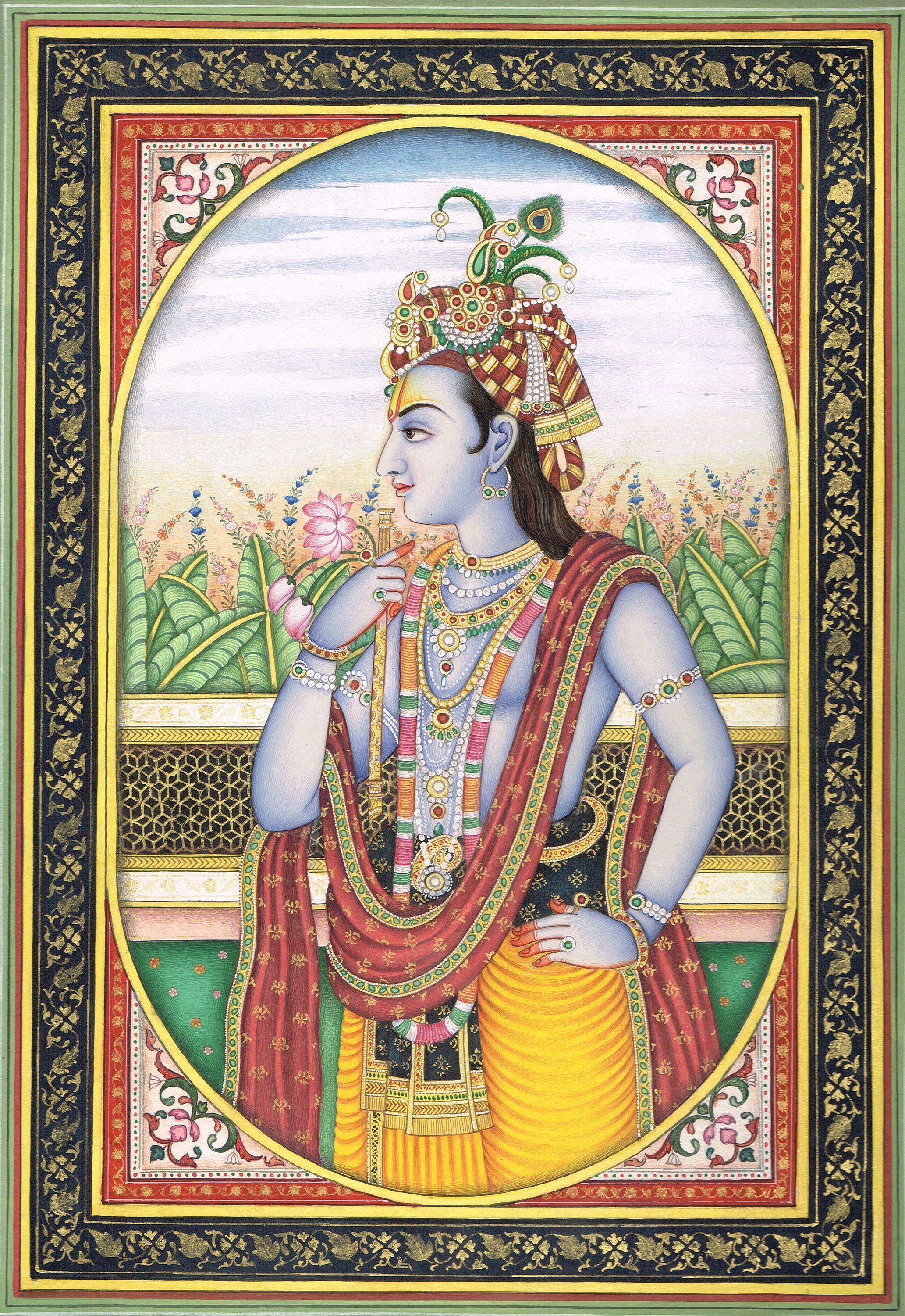 Indian Miniature Painting of Lord Krishna Hindu Religious Art for Wall ...