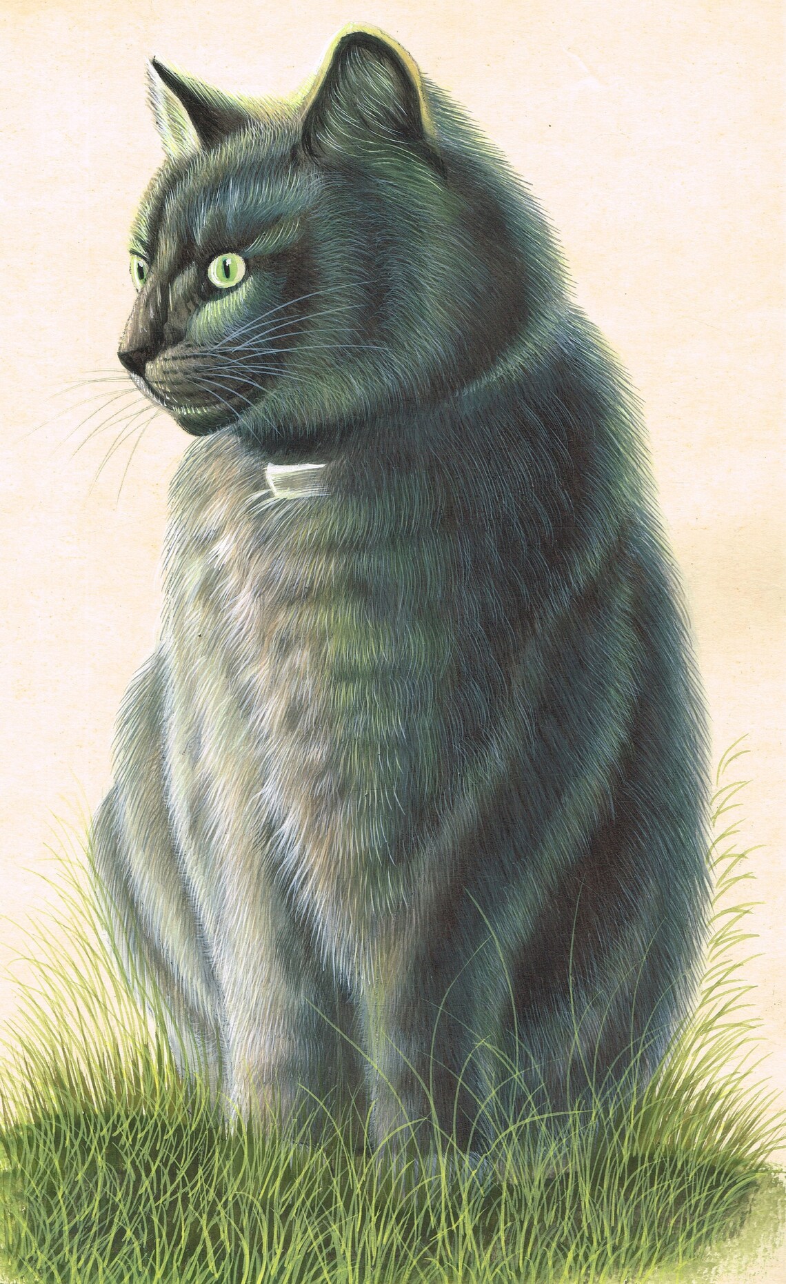 Miniature Black Cat Painting | Hand Painted Animal Art, 6.5x10.5 Inches ...