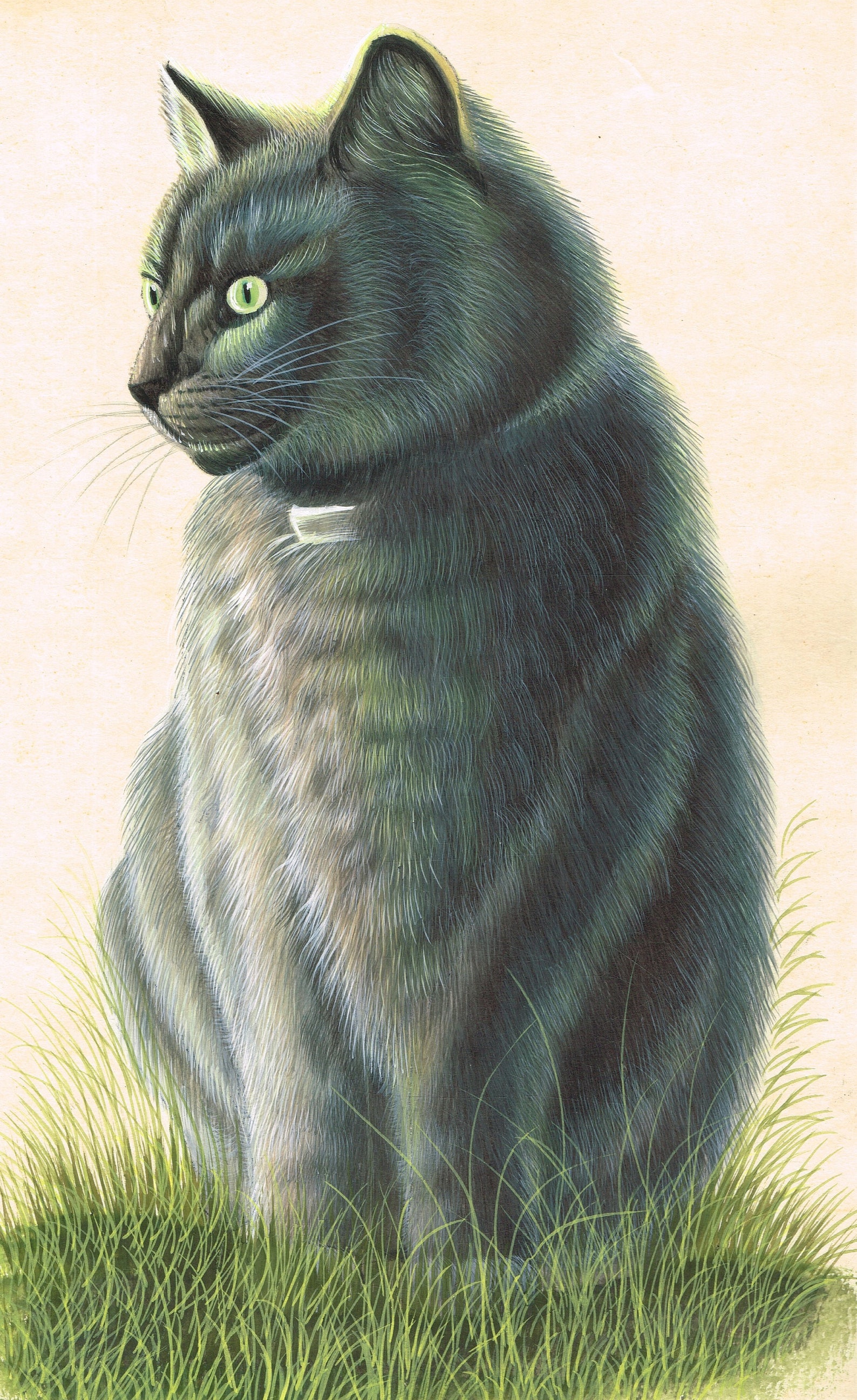 Cat Painting Hand Miniature Fine Animal Art on Paper 6.5x10.5 - Etsy