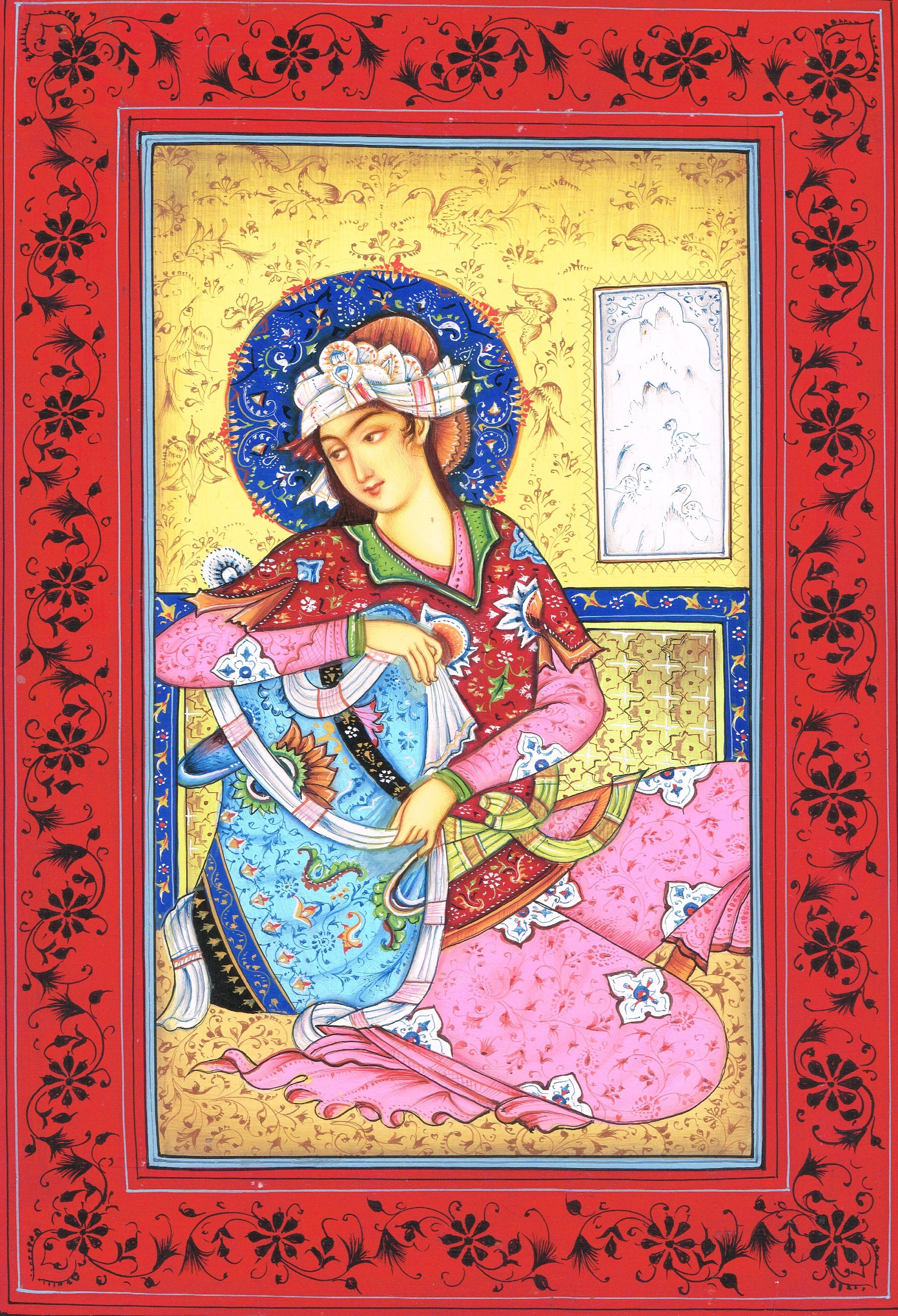 Persian Woman Painting of Beautiful Persian Woman Fine Art on Paper ...